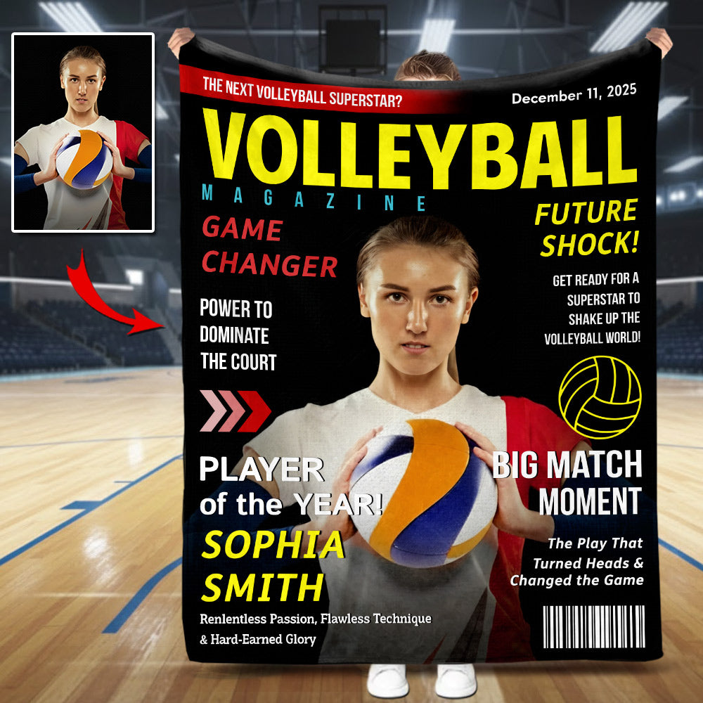 Personalized Volleyball Magazine Cover Blanket - Gift For Volleyball P ...